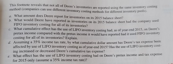 Solved E6-26. Analyzing an Inventory Footnote Disclosure The | Chegg.com