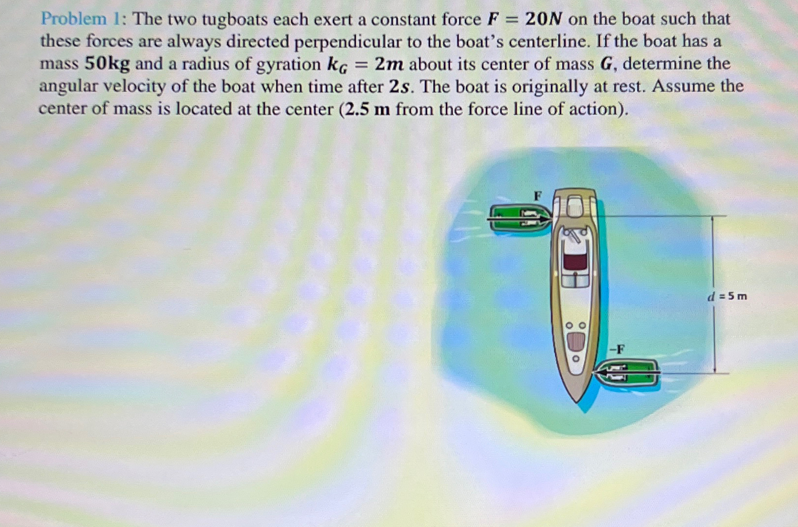 Solved Problem 1: The two tugboats each exert a constant | Chegg.com