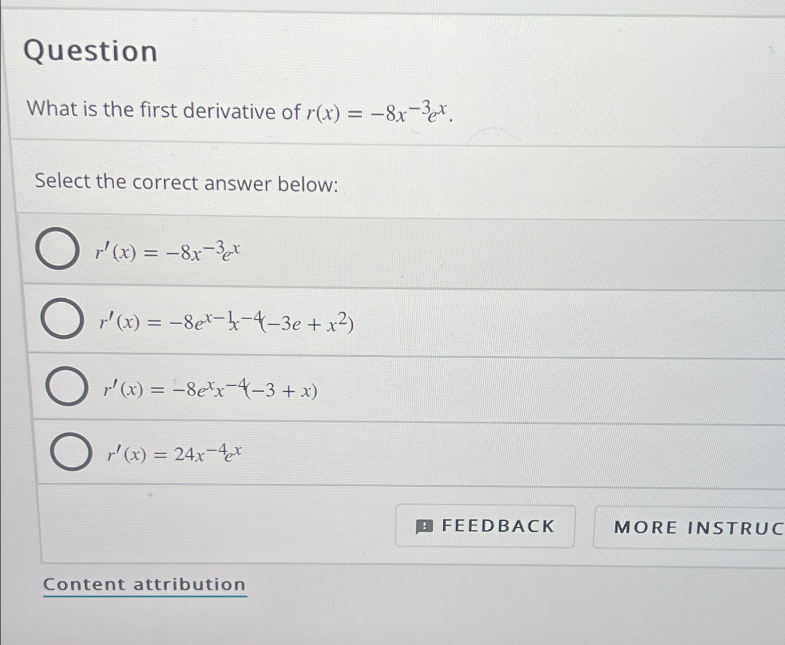 Solved QuestionWhat is the first derivative of | Chegg.com