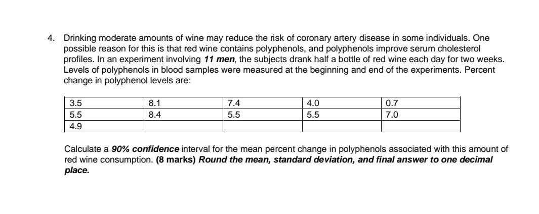 Solved Drinking moderate amounts of wine may reduce the risk | Chegg.com