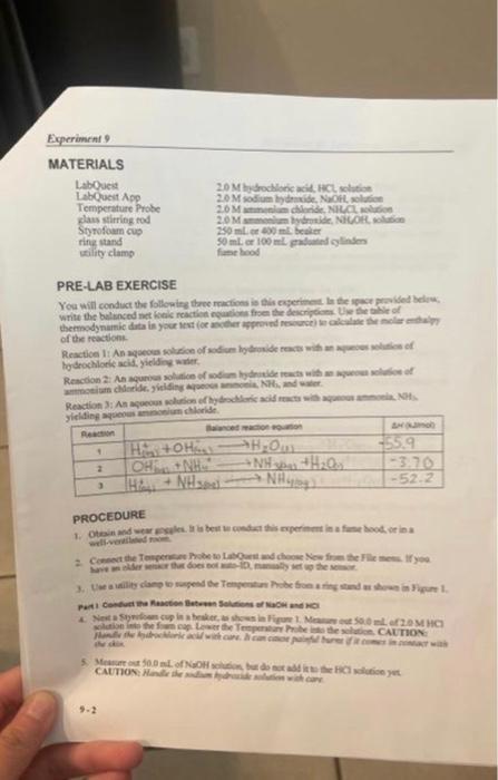 Determining the Enthalpy of a Chemical Reaction | Chegg.com