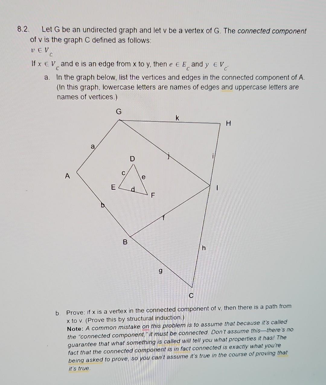 Solved 8.2. Let G be an undirected graph and let v be a | Chegg.com