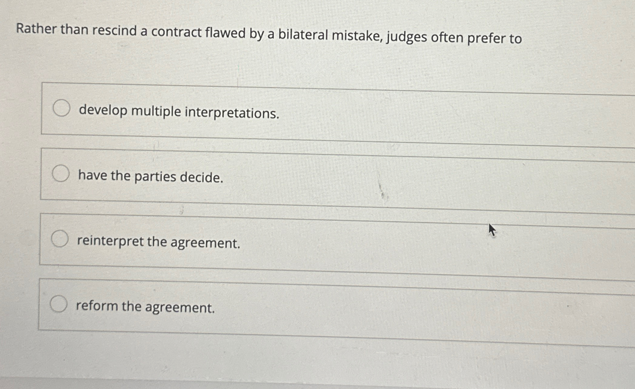 Solved Rather than rescind a contract flawed by a bilateral | Chegg.com