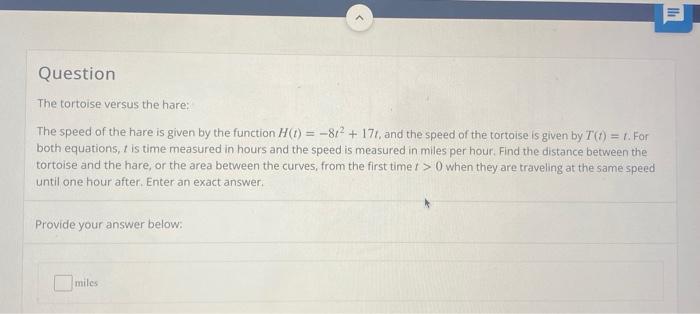 Solved The tortoise versus the hare: The speed of the hare | Chegg.com