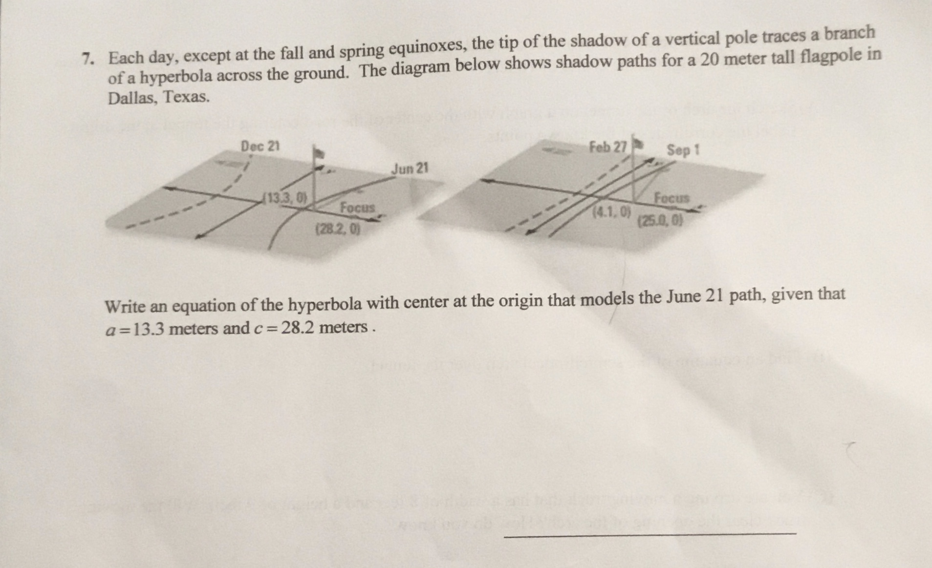 Solved 7. ﻿Each day, except at the fall and spring | Chegg.com