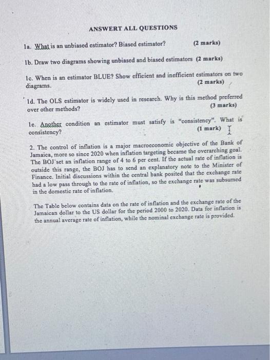 Solved ANSWERT ALL QUESTIONS 1a. What is an unbiased | Chegg.com