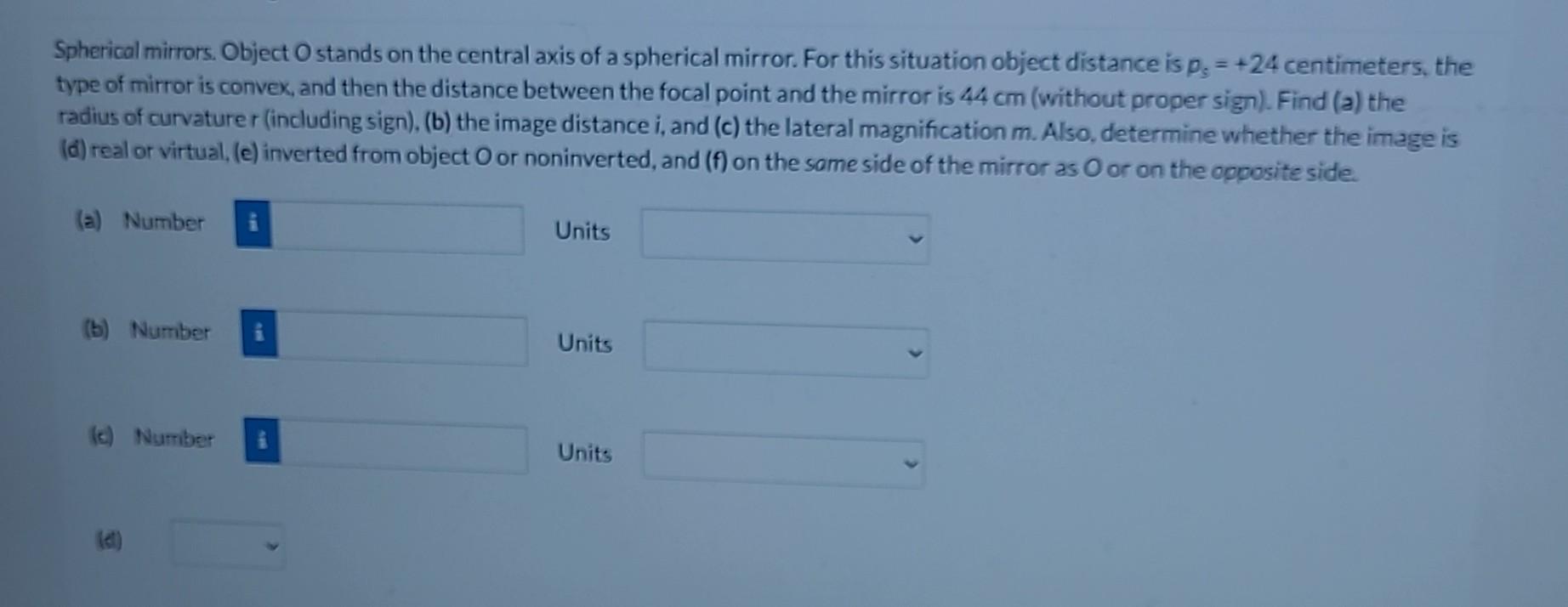 Solved Spherical mirrors. Object O stands on the central | Chegg.com