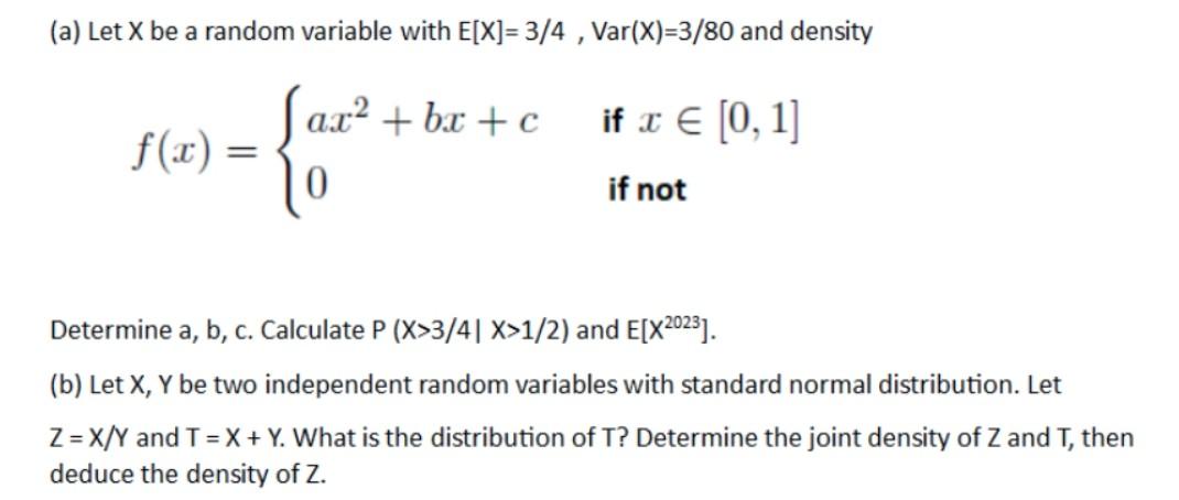 Solved (a) Let X be a random variable with | Chegg.com