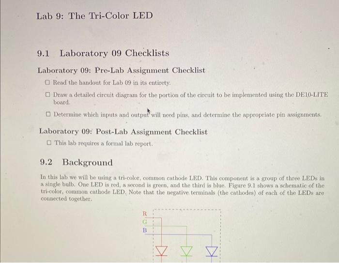 9.1 Laboratory 09 Checklists Laboratory 09: Pre-Lab | Chegg.com