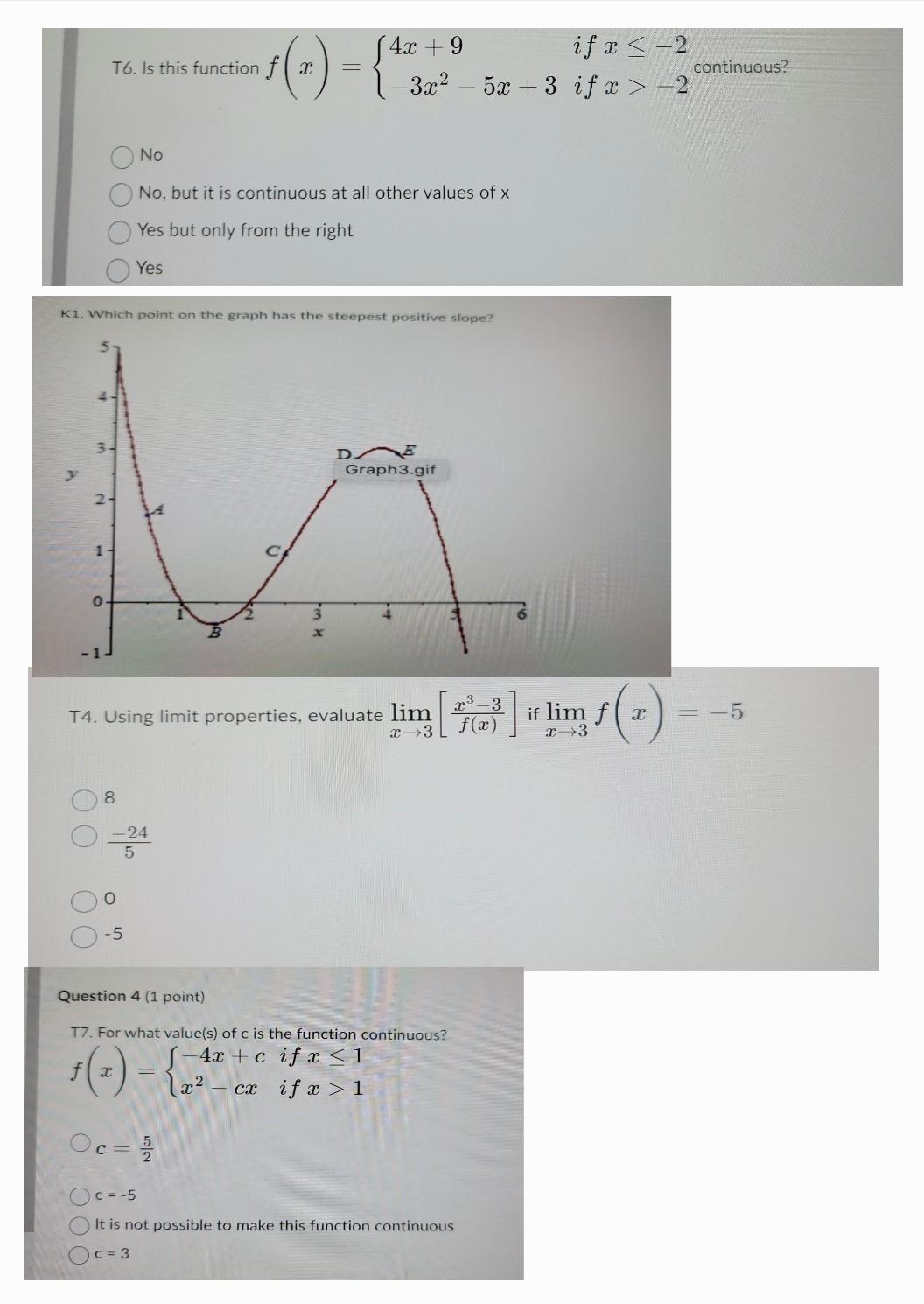 Solved T6. Is this function f(x)={4x+9−3x2−5x+3 if x≤−2 if | Chegg.com