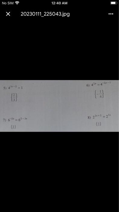 Solved exponential equations not requiring logarithms. final | Chegg.com