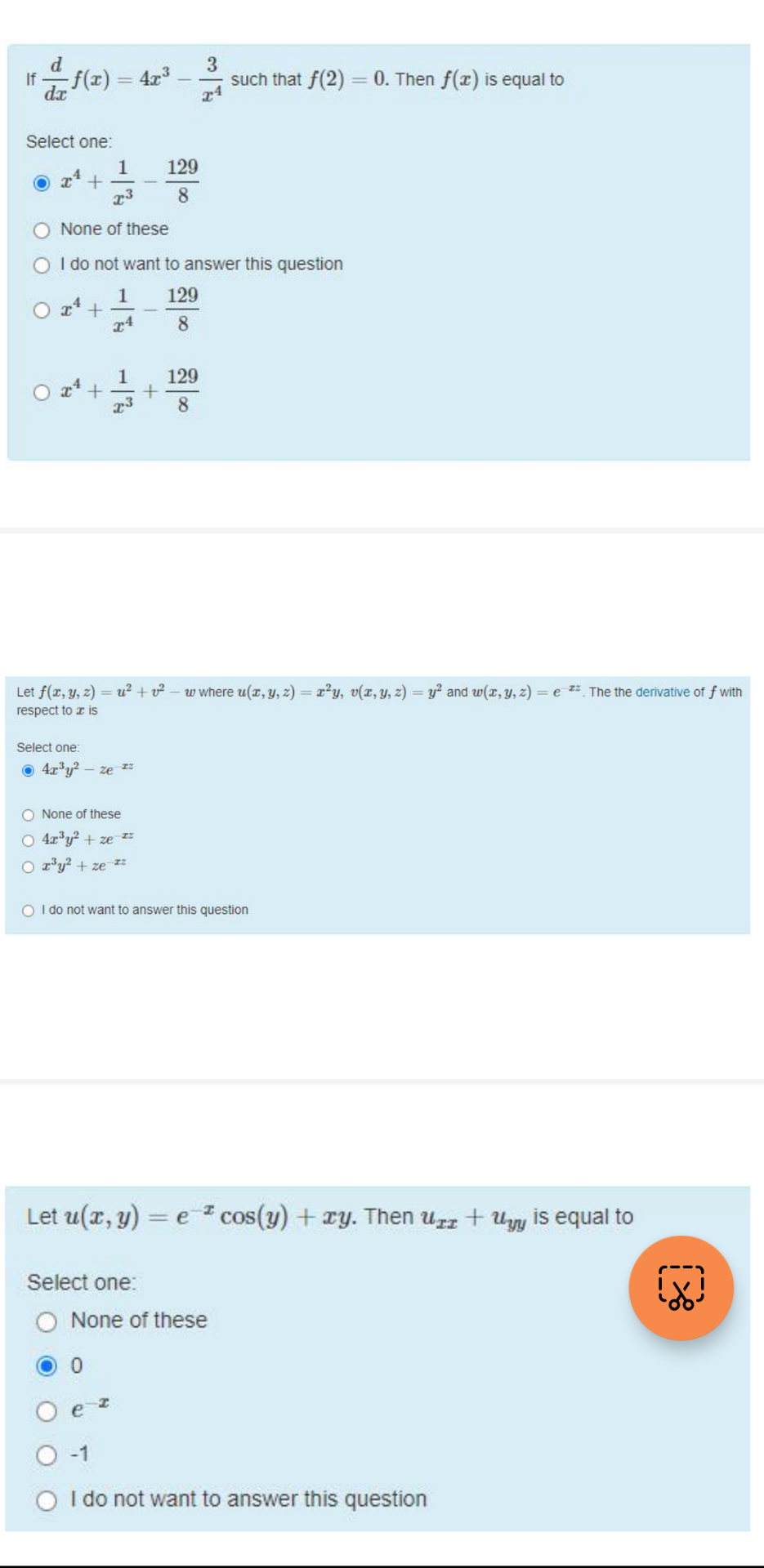 Solved If dxdf(x)=4x3−x43 such that f(2)=0. Then f(x) is | Chegg.com
