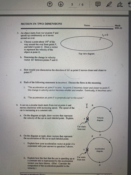Solved: MOTION IN TWO DIMENSIONS Mech HW-23 6. Acar Travel... | Chegg.com