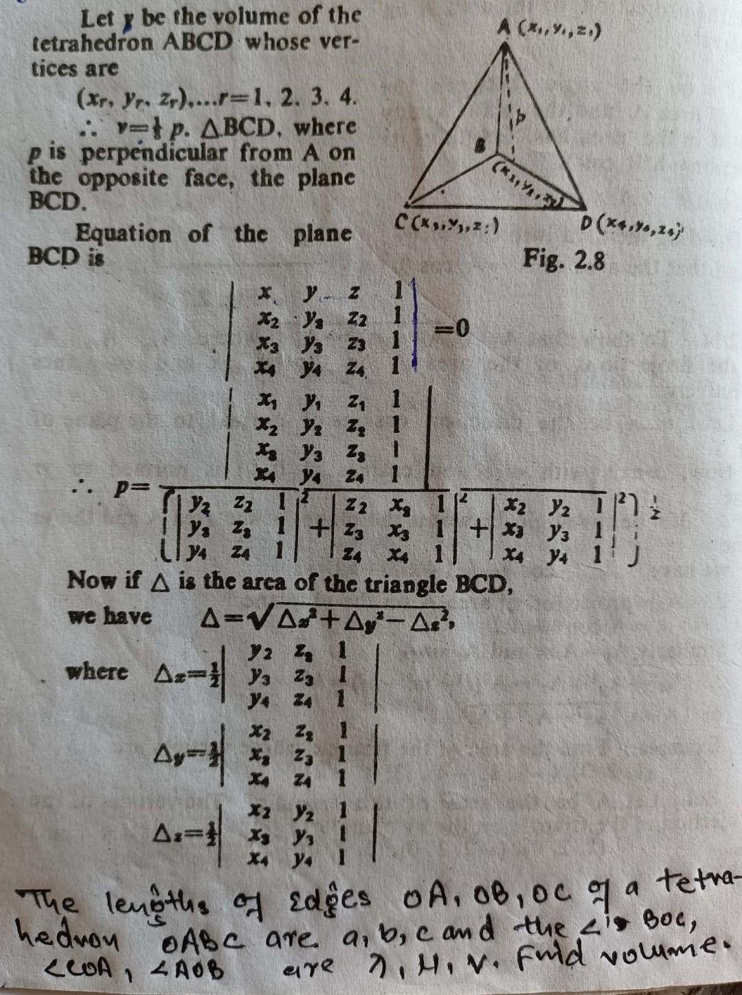 Solved Let y be the volume of the tetrahedron ABCD whose | Chegg.com