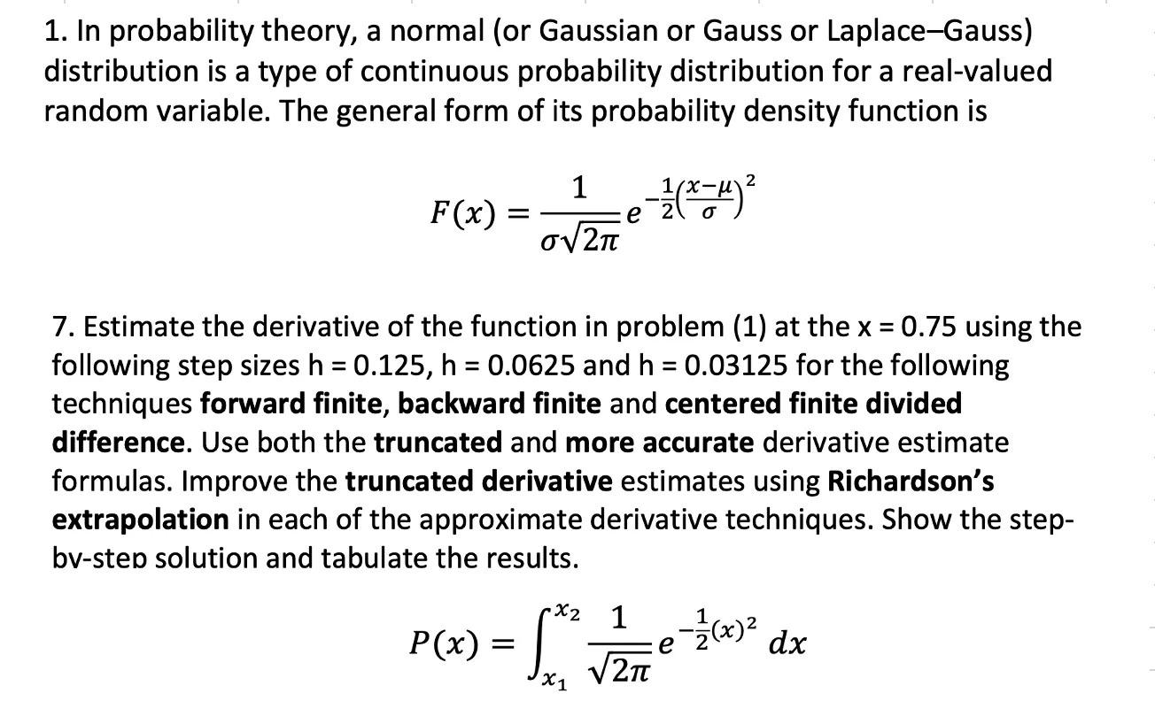 1. In probability theory, a normal (or Gaussian or | Chegg.com