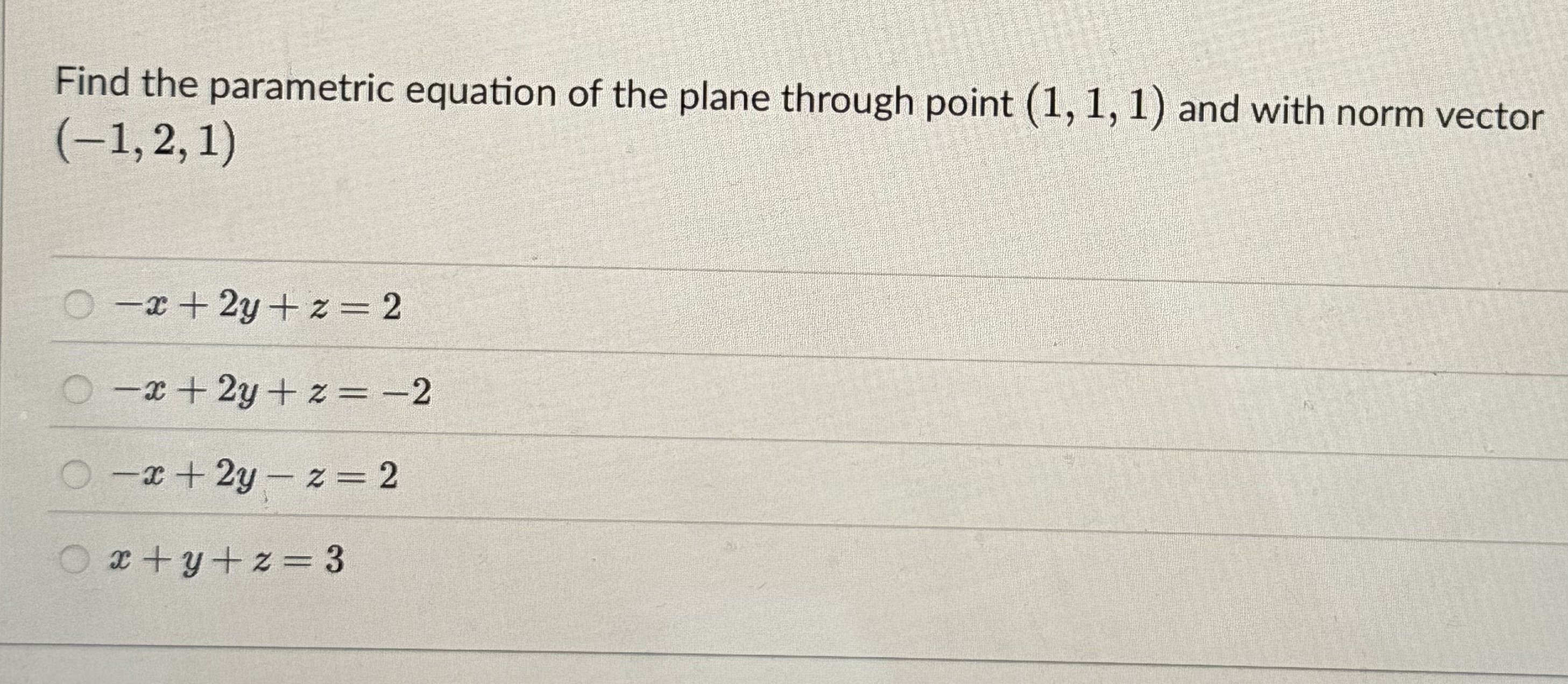 Solved Find the parametric equation of the plane through | Chegg.com