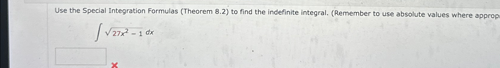 Solved Use the Special Integration Formulas (Theorem 8.2) | Chegg.com