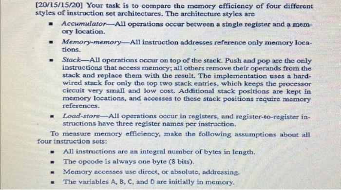 Solved [20/15/15/20] Your task is to compare the memory | Chegg.com