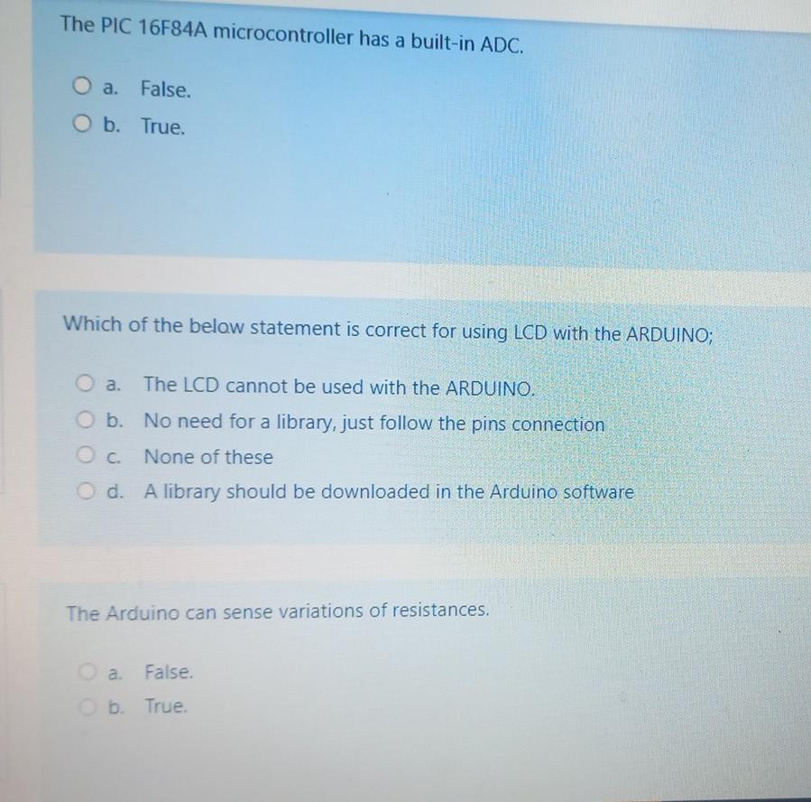 Solved The PIC 16F84A microcontroller has a built-in ADC. O | Chegg.com