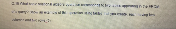 Solved Q.10 What basic relational algebra operation | Chegg.com