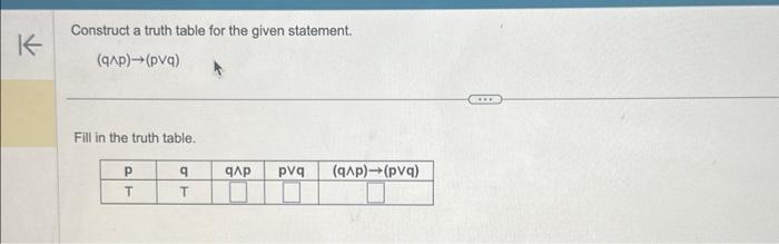 Solved K Construct a truth table for the given statement. | Chegg.com