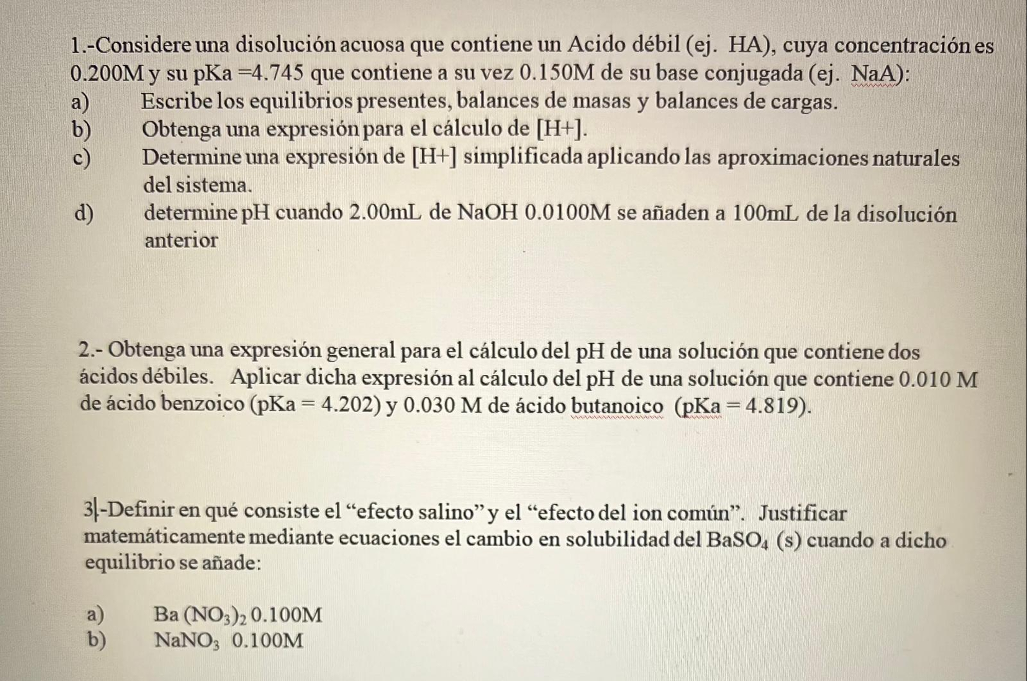 Solved 1. ﻿Consider an aqueous solution that contains a weak | Chegg.com