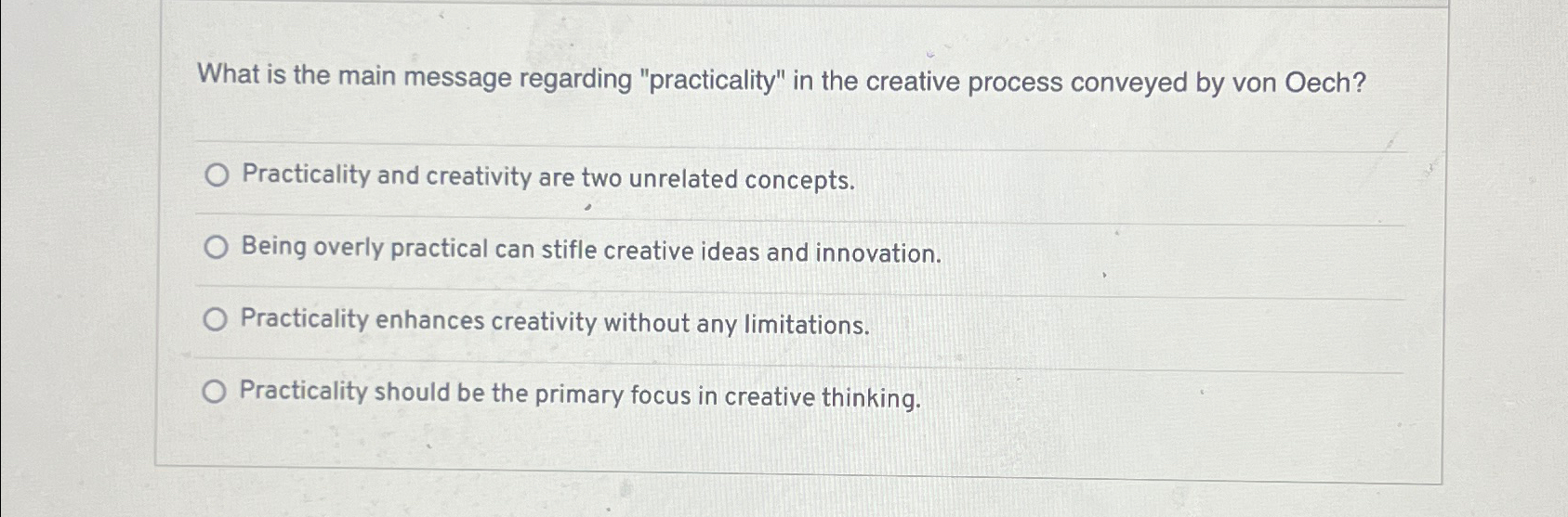 Solved What is the main message regarding "practicality" in | Chegg.com