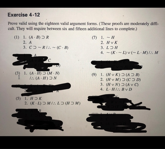 Solved Exercise 4 12 Prove Valid Using The Eighteen Valid
