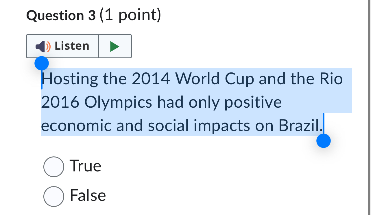 Solved Question 3 (1 ﻿point)ListenHosting the 2014 ﻿World | Chegg.com