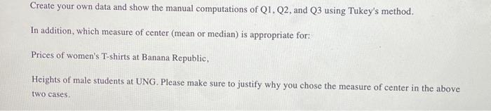 Solved Create your own data and show the manual computations | Chegg.com
