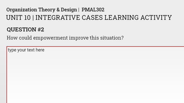 Solved Organization Theory & Design | ﻿PMAL302UNIT 10 | | Chegg.com