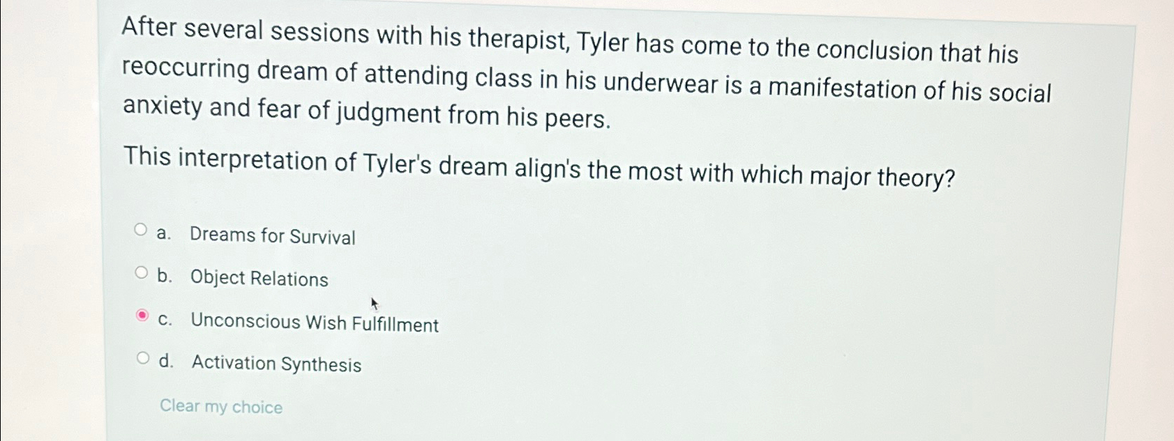 Solved After several sessions with his therapist, Tyler has | Chegg.com