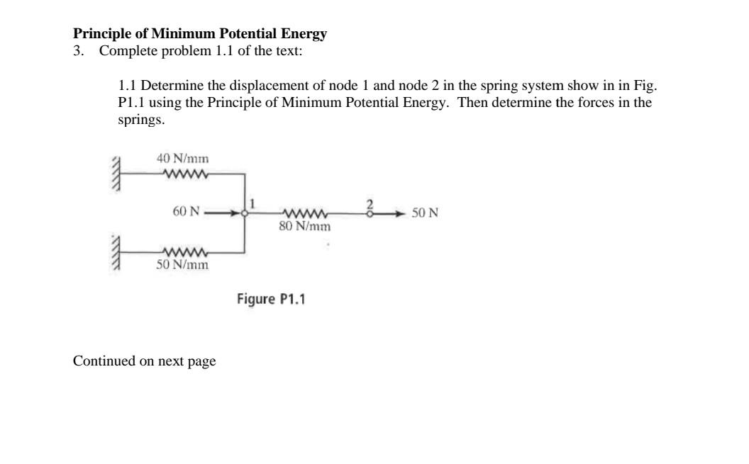 Solved Principle of Minimum Potential Energy 3. Complete | Chegg.com