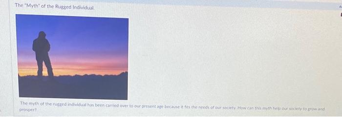 Solved The "Myth of the Rugged Individual The myth of the | Chegg.com