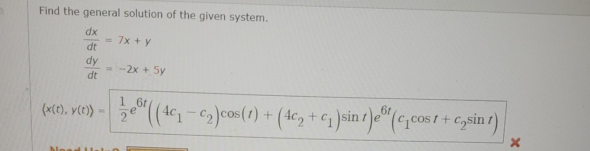 Solved Find the general solution of the given system. | Chegg.com