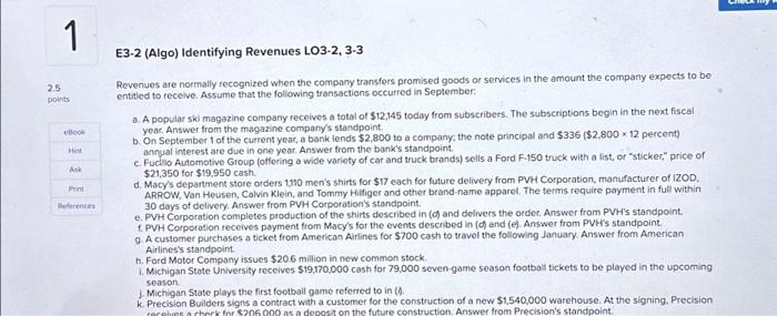 Solved yuhدے 2.5 points eBook Hint Ask Print References E3-2 | Chegg.com