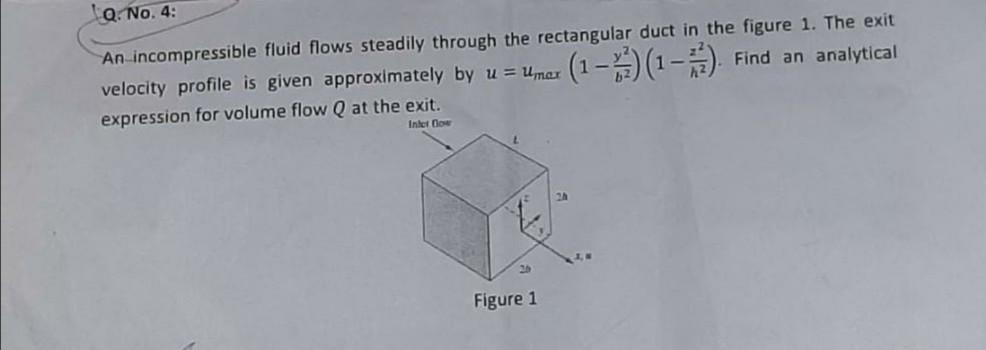 Solved Q. No. 4: An incompressible fluid flows steadily | Chegg.com