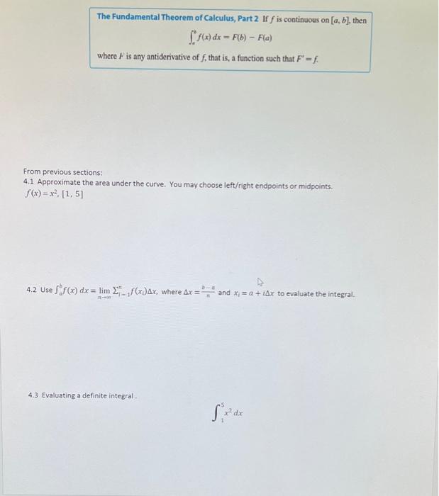 Solved The Fundamental Theorem of Calculus, Part 2 If f is | Chegg.com