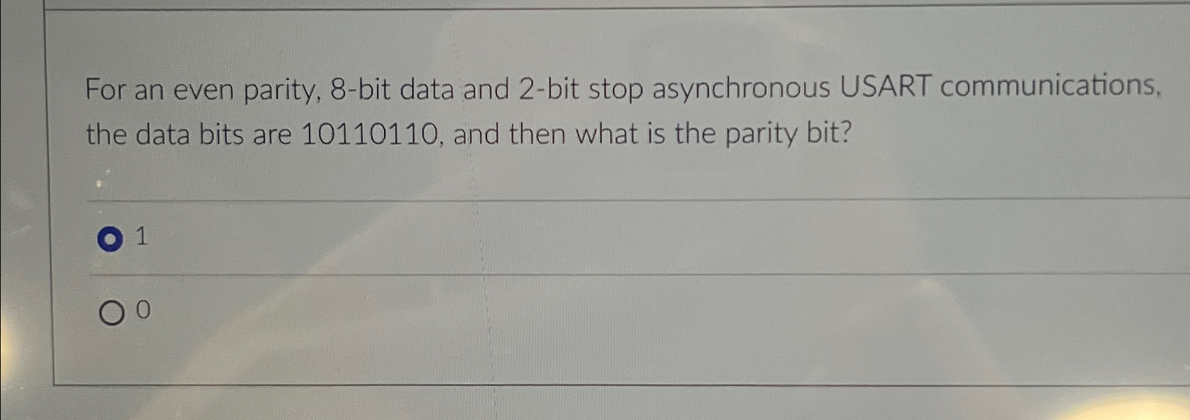 TOP For an even parity, 8-bit data and 2-bit stop | Chegg.com