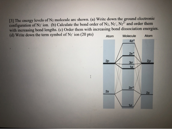 Solved [3] The energy levels of N2 molecule are shown. (a) | Chegg.com