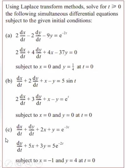 Solved (a) 2 dy Using Laplace transform methods, solve for > | Chegg.com