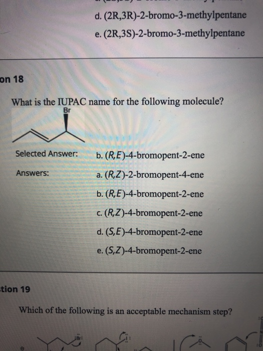 Solved d. (2R,3R)-2-bromo-3-methylpentane e. | Chegg.com