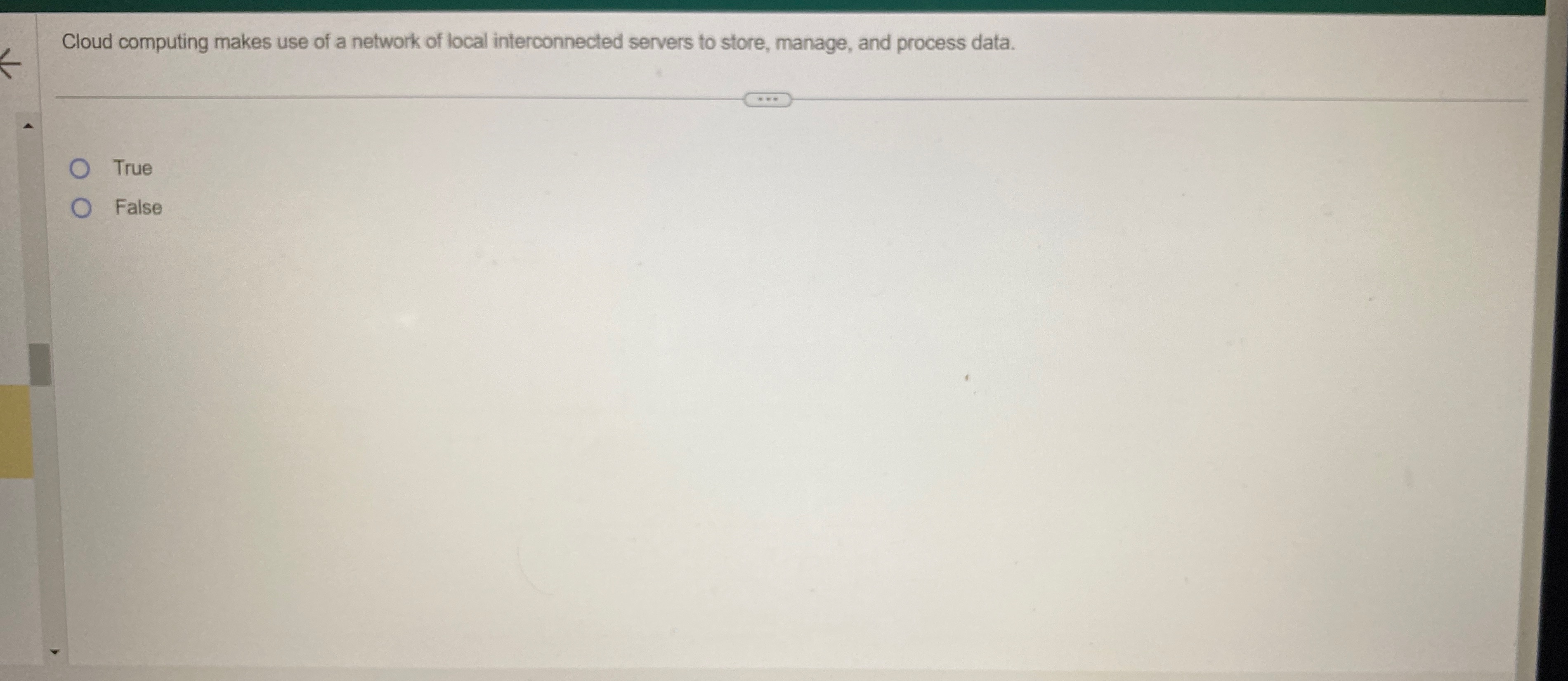 Solved Cloud computing makes use of a network of local | Chegg.com