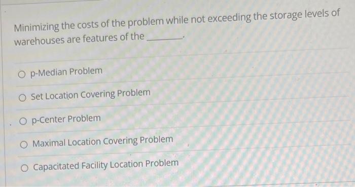 Solved Using an objective function for a facility location | Chegg.com
