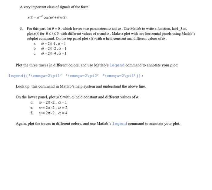 Solved A very important class of signals of the form | Chegg.com