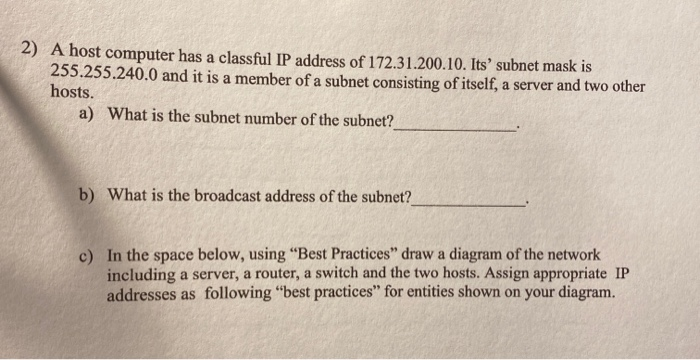 Solved 2) A host computer has a classful IP address of | Chegg.com