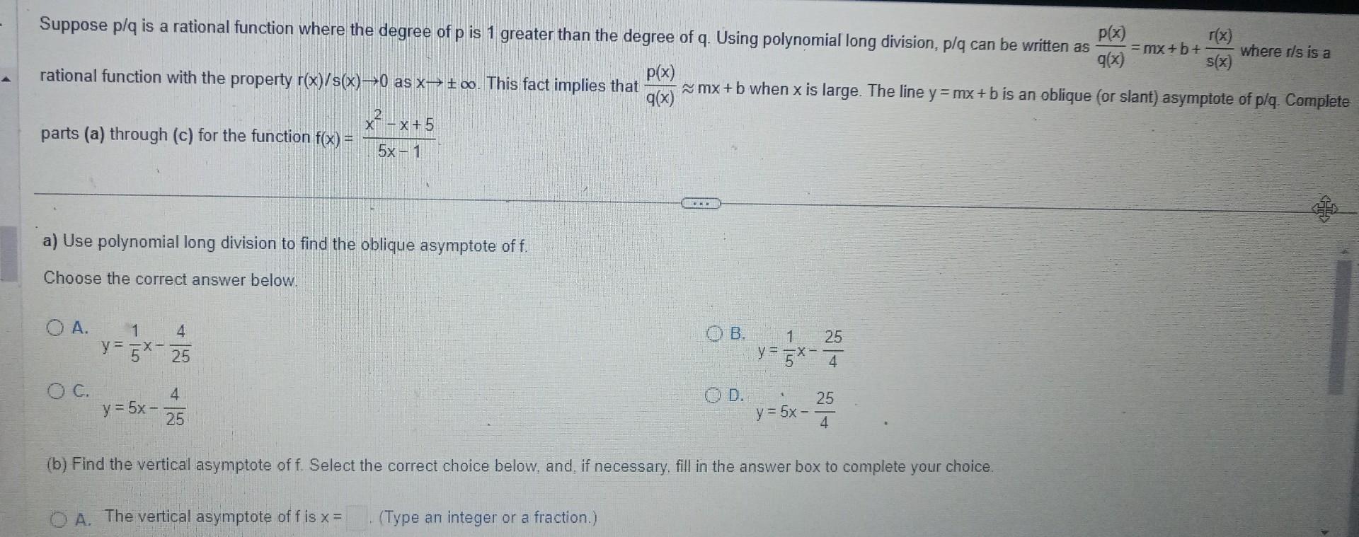 Solved Suppose p/q is a rational function where the degree | Chegg.com