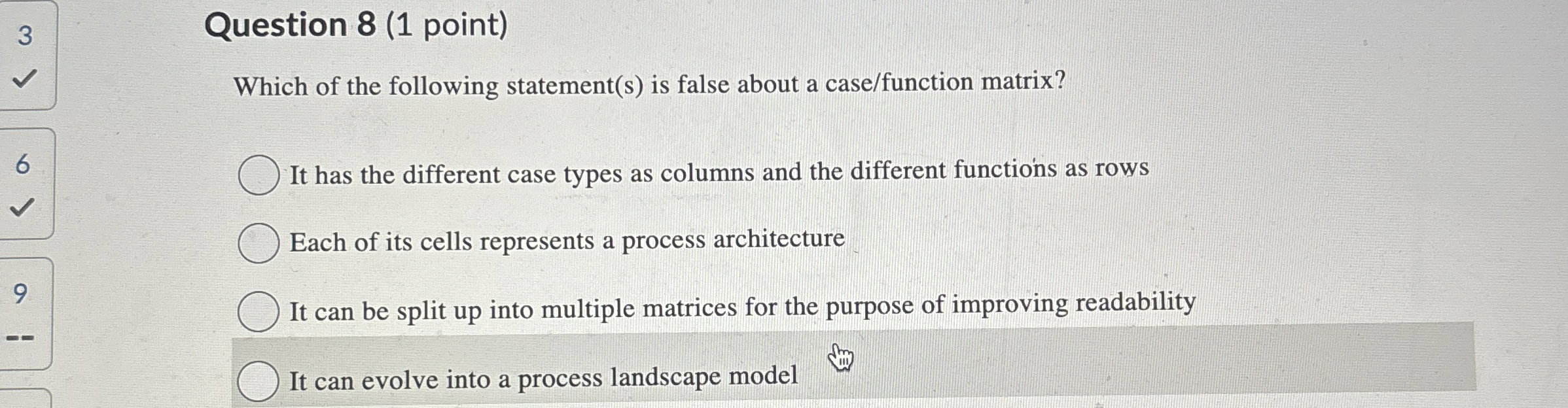 Solved Question 8 (1 ﻿point)Which of the following | Chegg.com
