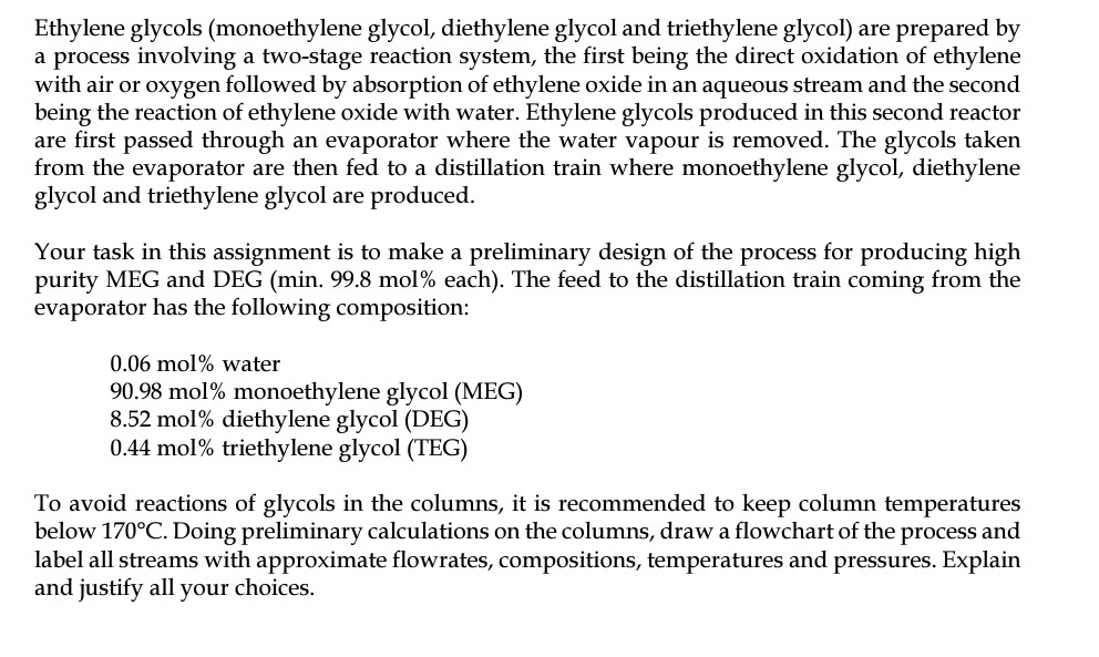 Solved Ethylene glycols (monoethylene glycol, diethylene | Chegg.com