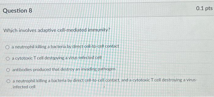 Solved Which involves adaptive cell-mediated immunity? a | Chegg.com